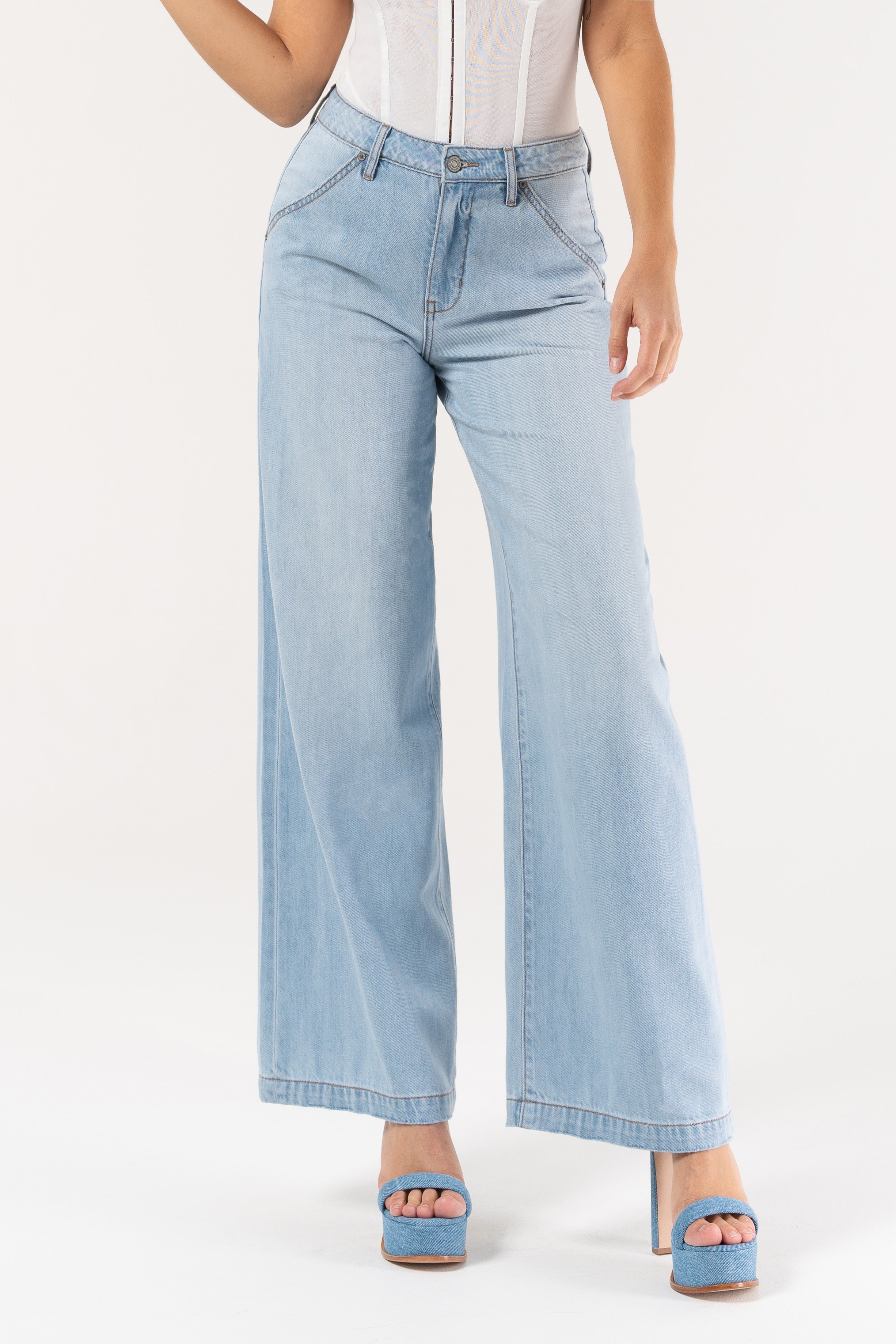 LT Blue Denim Wide Leg Pant – Wood + Wave