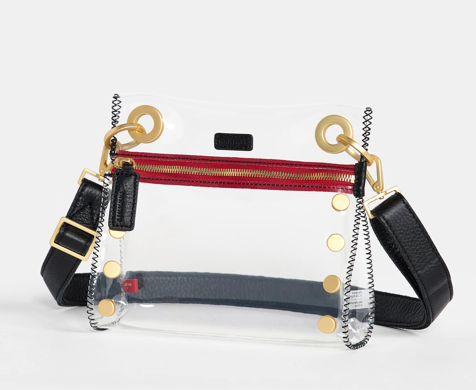 TONY SML - Clear Black/Brushed Gold Red Zip – Wood + Wave