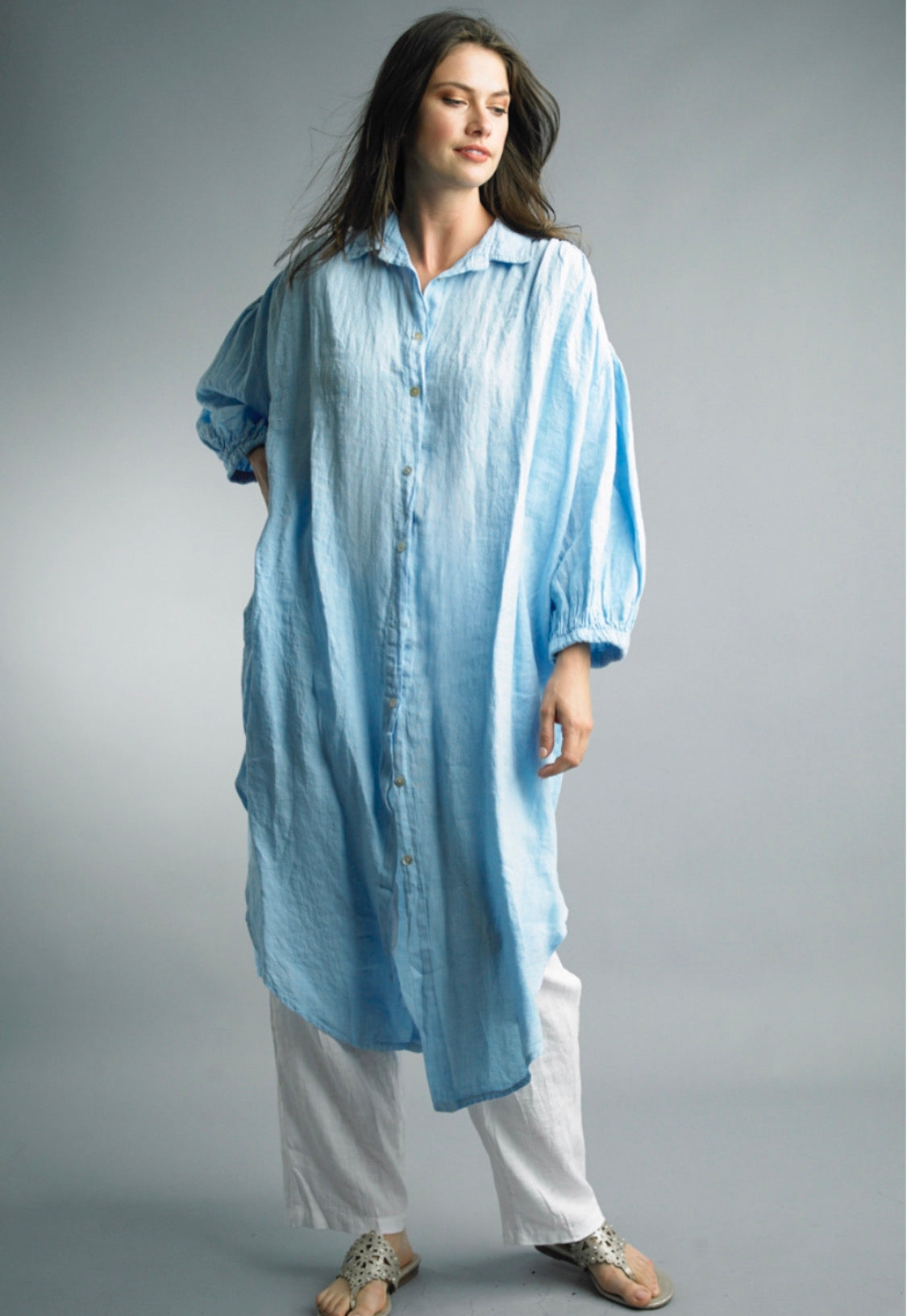 Italian Linen Dress - Sky Blue – Wood + Wave